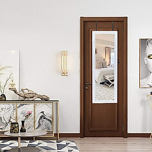 HOUAGI Modern White Jewelry Armoire with 5 LEDs, Mirror, 4 Drawers, Wall Mounted, Jewelry Organizer for Women, Wedding, Birthday, Earring Storage