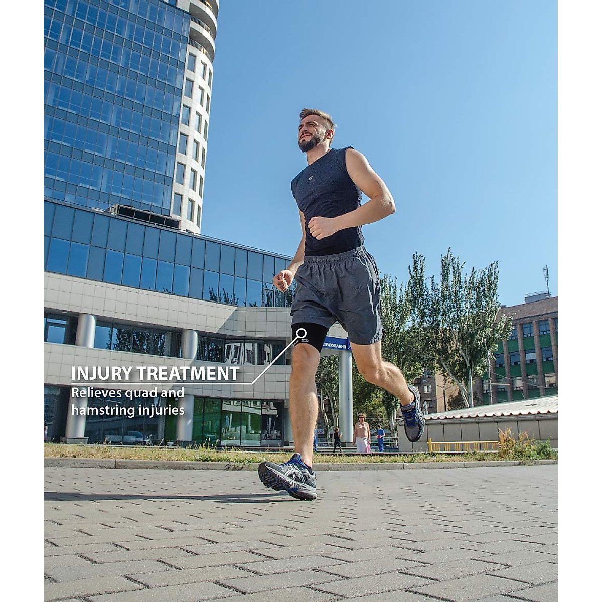 Zensah Thigh Compression Sleeve – Hamstring Support, Quad Wrap for Men and Women - Great for Running, Sports, Groin Pulls (Medium, Beige)