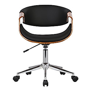 Armen Living Geneva Office Chair in Black Faux Leather and Chrome Finish