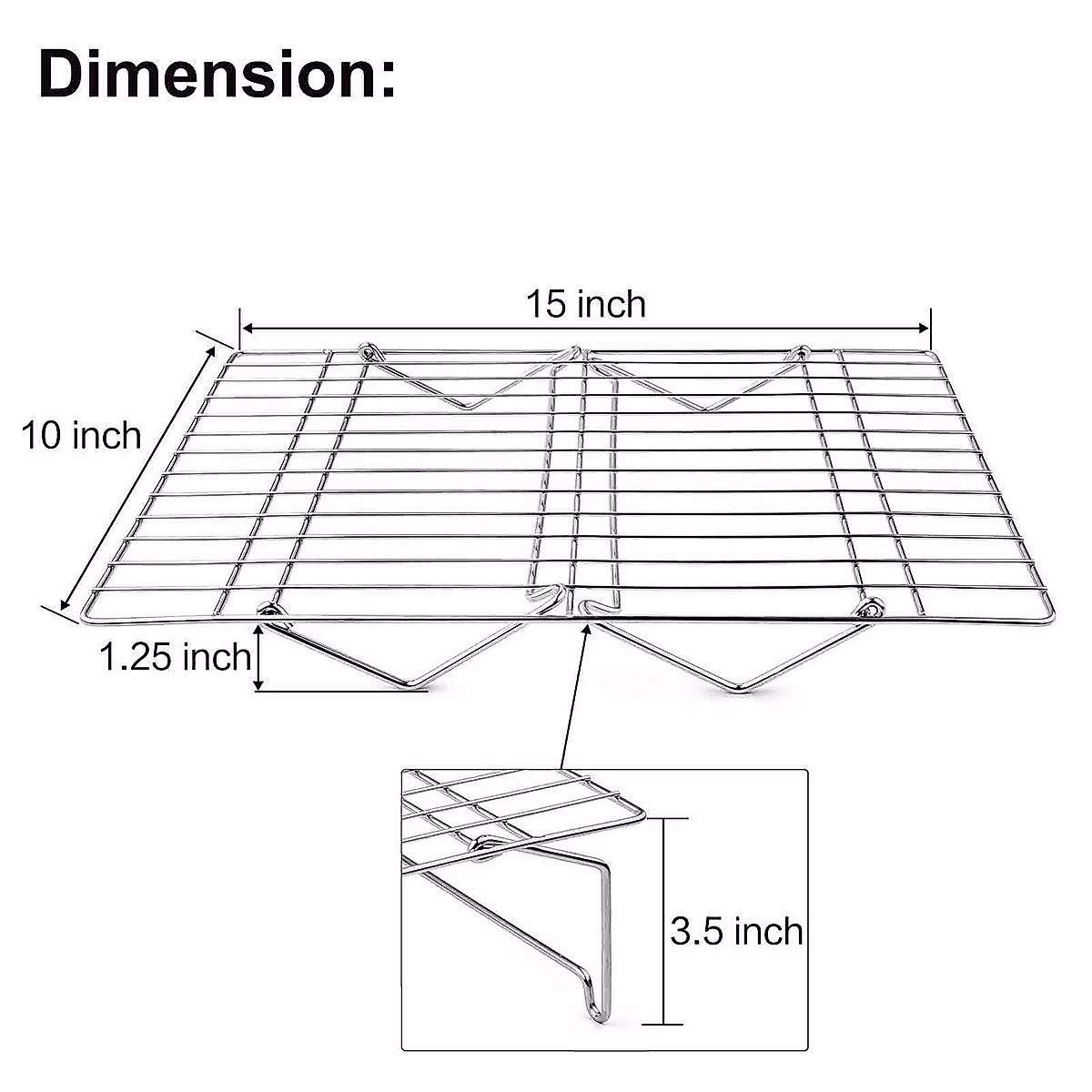 TeamFar Cooling Rack, 3 Tier 15’’ × 10’’ Oven/Dishwasher Safe Stainless Steel Baking Roasting Rack for Cookies Cake Pies Bread, Collapsible & Foldable, Healthy & Non Toxic