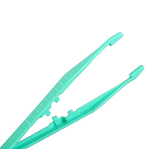 BinaryABC Disposable Plastic Tweezers Beads Medical Craft Tweezers,12Pcs(Blue and Green)