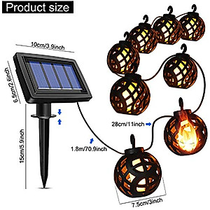 DANN Solar String Lights LED Outdoor Waterproof Flickering Flame Hanging Solar Lantern Lamp with 8 Ball for Patio Garden Yard