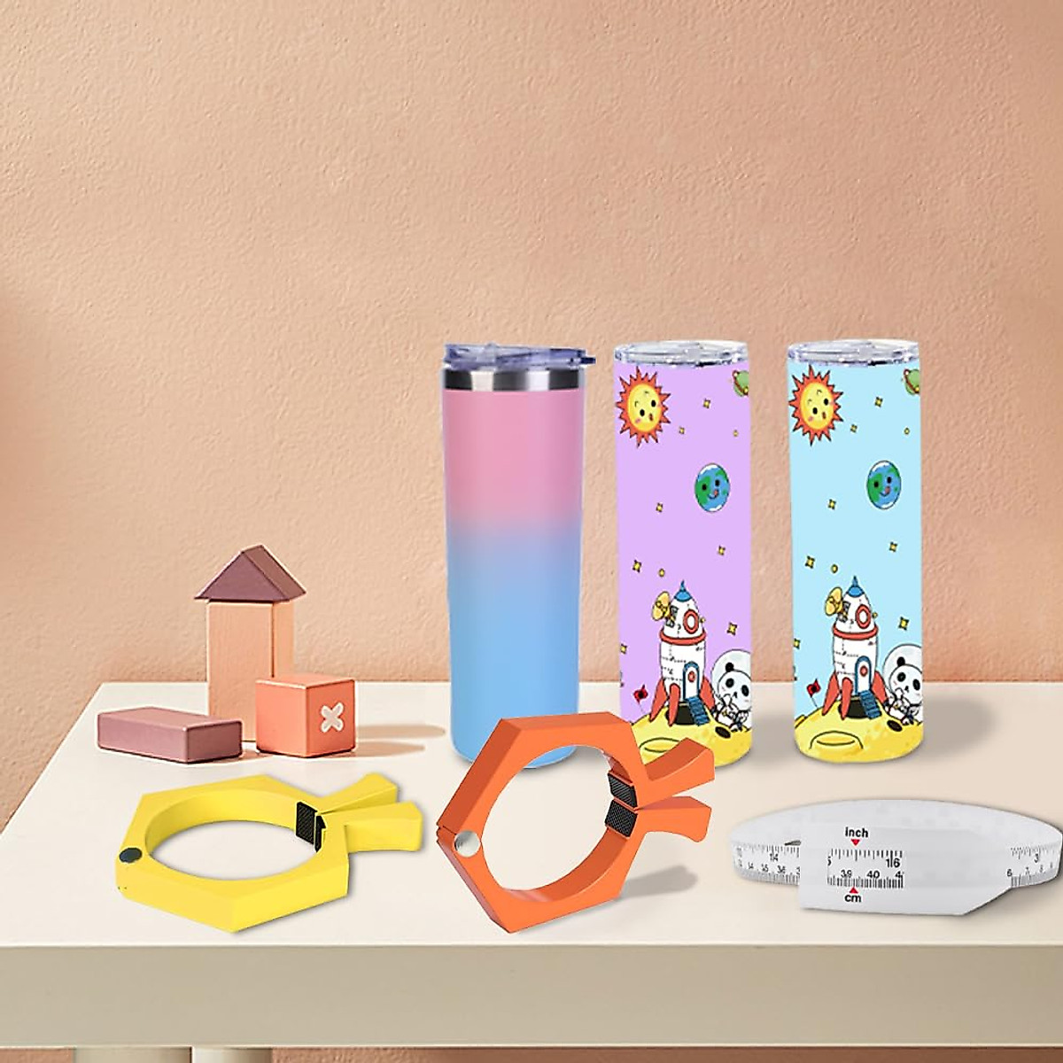 Perfect Sublimation Tumblers Pinch for 20 Oz Tumbler Skinny Straight Sublimation Tumbler Pinch Tool, Clamp for Sublimation Paper and Glass Pinch (2 Pack) (Yellow & Orange)