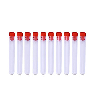 HEALLILY Sewing Needles Tube Clear Plastic Storage Empty Tubes Beads Container Organizers Bottles with Red Plug 10 Pcs
