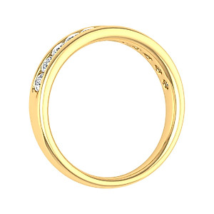 FINEROCK 1/2 Carat Channel Set Diamond Wedding Band Ring in 14K Yellow Gold - IGI Certified (Ring Size 6.5)