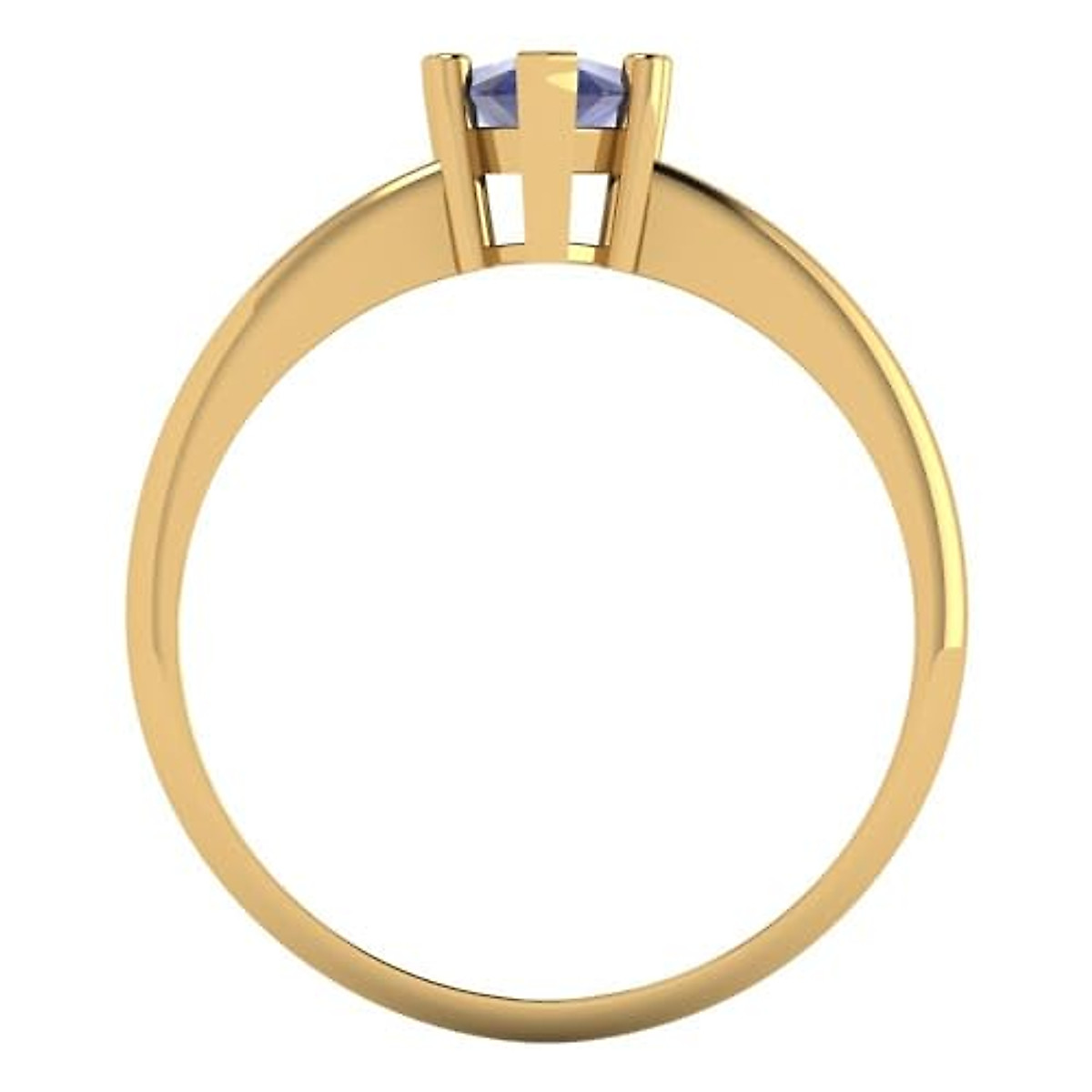 Clara Pucci 1.0 ct Pear Cut Solitaire Simulated Tanzanite Engagement Wedding Bridal Promise Anniversary Ring 18K Yellow Gold Size 7.5