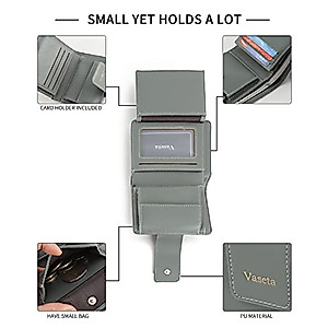 VASETA Small Womens Wallet Pocket Card Case Purse PU Leather Bifold Compact RFID Blocking with ID Window