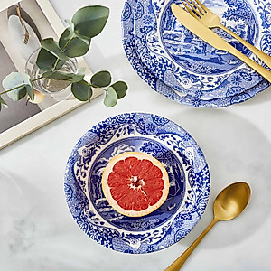 Spode Blue Italian Cereal Bowl | Set of 4 | Oatmeal, Cereal, and Rice Bowl | Made of Earthenware | 6.5-Inches | Dishwasher and Microwave Safe | Made in England