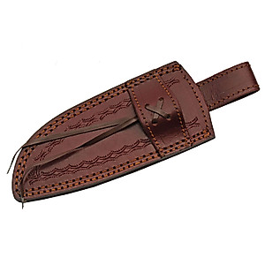 Szco Supplies 8.5" Damascus Steel Bone Handle Hunting Knife with Sheath, White/Turquoise (DM-1275)