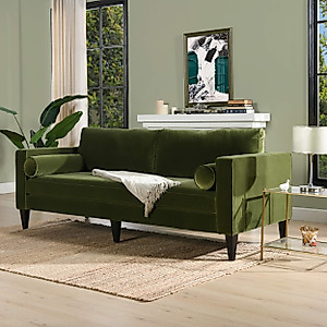 Jennifer Taylor Home Romana 84" Mid-Century Modern Sofa, Olive Green Performance Velvet