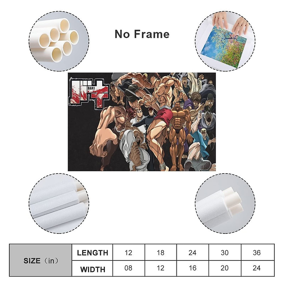 Baki Hanma Anime Poster Posters for Boys Room Cool Posters Canvas Wall Art Prints for Wall Decor Room Decor Bedroom Decor Gifts 12x18inch(30x45cm) Unframe-Style