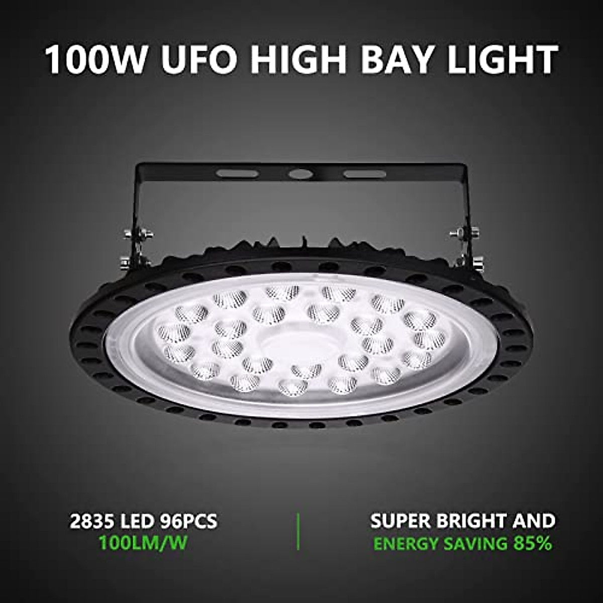 Viugreum 10 Pack 100W UFO LED High Bay Lights, 10000LM 6500K Daylight White Led Bay Light Fixtures, IP65 Waterproof Commercial Warehouse Lighting Workshop Indoor Outdoor Area Light