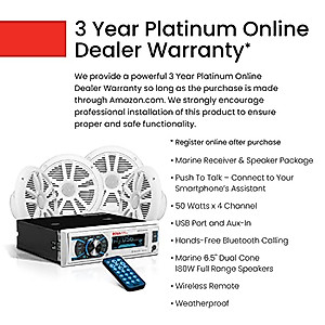 BOSS Audio Systems MCK632WB.64 Marine Stereo Package - Bluetooth, - - no CD DVD MP3 USB WMA AM FM Radio, 6.5 Inch Speakers, Antenna, Weatherproof