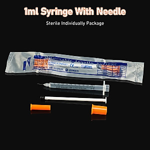 SHAOTONG 1ml Syringes with Needle, U-100 1cc Syringe 30G 5/16 Inch Needle, Sterile Individually Wrapped Box of 100