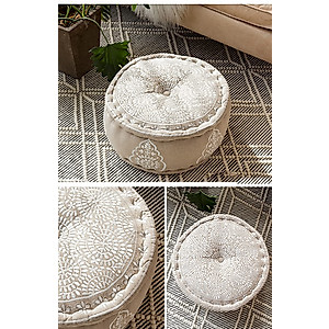 STUFFED Ottoman pouf Indian Embroidery Handmade Footstool for Gifting Purpose Floor-pouf storage stool Decorative Ottoman decorative item by Eyes Of Gypsy (D-7)