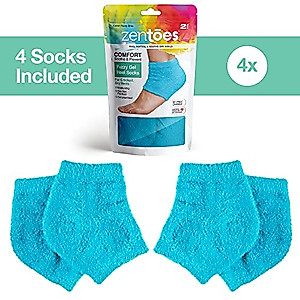 ZenToes Moisturizing Fuzzy Sleep Socks with Vitamin E, Olive Oil and Jojoba Seed Oil to Soften and Hydrate Dry Cracked Heels (Regular, Blue)