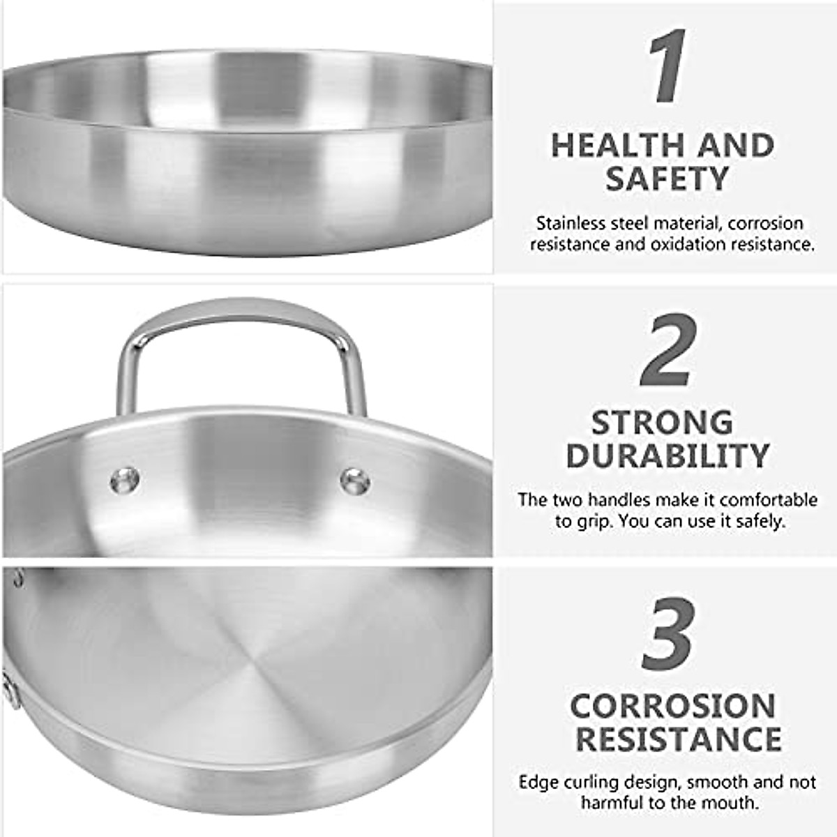 Zerodeko Korean Ramen Noodle Pot Korea Cooking Instant Noodles Pots with Handle Stainless Steel Everyday Pan Stock Pot Chef Pan Kitchen Cookware for Soup Rice Pasta Silver 26CM