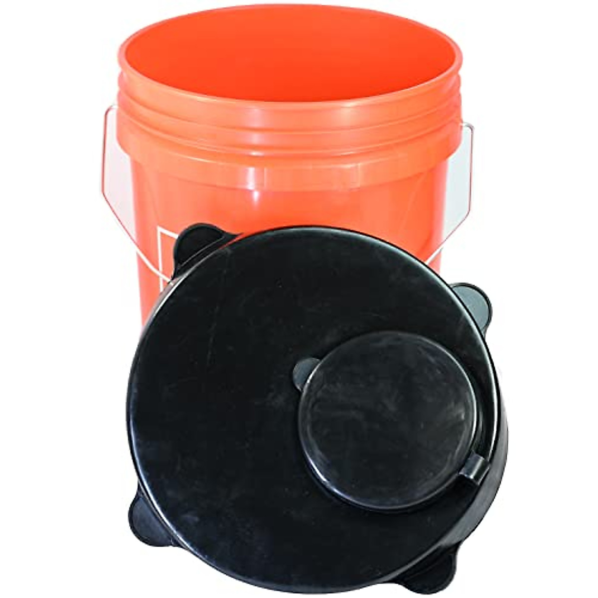 Skywin Storage Lid with Easy Pour Spout for Bucket - Weather-Resistant Rubber Black Lid with Easy Pour Spout - Multi-Purpose Wood Pellet Storage Containers, Bird Seed Container, Lump Charcoal Storage, or Pellet Storage Lid for Bucket (Not-Including Bucket
