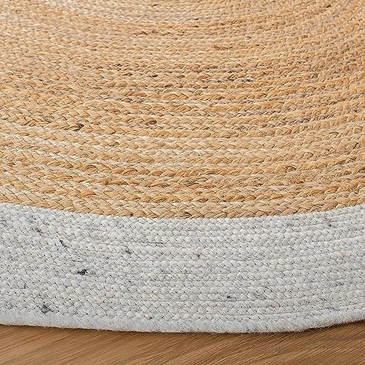 Natural Round Jute Rug 1'x1'/ 3'x3'/ 6'x6'/ 10'x10' Ft for Bedroom- Handwoven Farmhouse Round Rug for Dinning Table- Braided Circle Rug for Living Room (4' x 4' Ft, White)