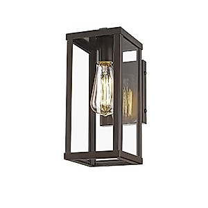 Odeums Outdoor Wall Lantern, Exterior Wall Mount Lights, Outdoor Wall Sconces, Wall Lighting Fixture in Oil Rubbed Finish with Clear Glass (Oil Rubbed Bronze-Wall Light, 2 Pack)