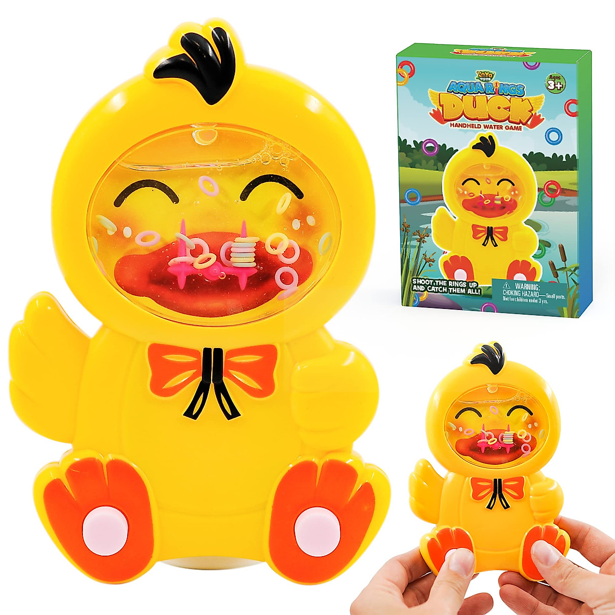 YoYa Toys Aqua Rings Duck Handheld Game for Kids - Retro Toys and Nostalgic Car Activities for Kids - Portable Road Trip Toys and Calming Travel Games - Great Duck Toys Gift and Party Favors
