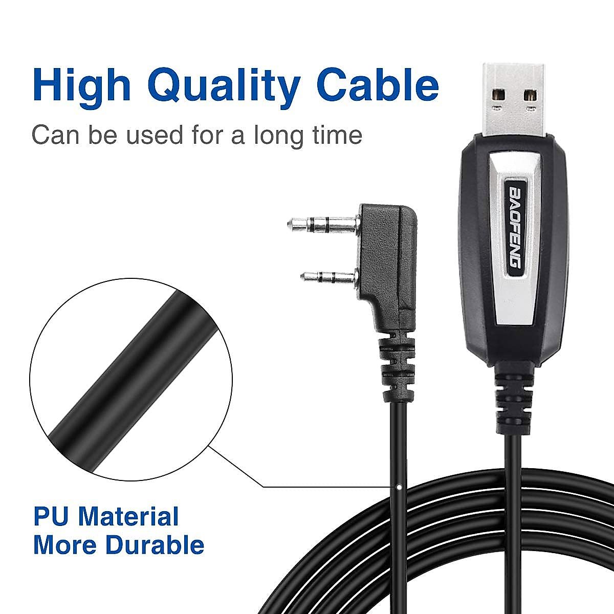 BAOFENG USB Programming Cable CH340 Chip for UV-5R BF-F8HP 5RM UV-21R GMRS UV-5G Plus GM-15PRO GM-5RH GM21 K5PLUS AR-152 UV-17R TIDRADIO TD-H3 8 Quansheng UV-K5 8 Ham Radio