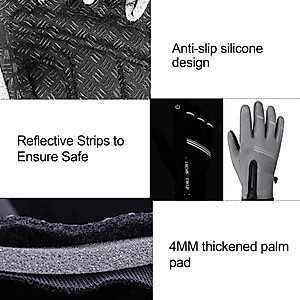 Winter Cycling Gloves for Men Women,Thermal Full Finger Bike Warm Gloves - Touch Screen Padded Bike Glove Water Resistant Windproof Anti-Slip for Running,Biking,Driving,Hiking,Mountaineering,Workout