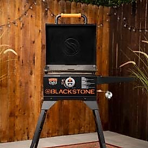 17 inch Blackstone Griddle with Hood and Cart, Flat Top Grill Propane Powered Portable Gas Grill for Camping and Outdoor BBQ Grill with Blackstone Accessories Kit, Cast Iron Seasoning,