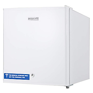 Summit AccuCold FS24L 19" Upright Freezer with 1.4 cu. ft. Capacity, Factory Installed Lock, Manual Defrost, Removable Shelf Removable Shelf and Adjustable Thermostat, in White