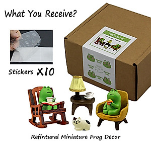 Refintural Miniature Frog Figurines Statue, Adorable Frog Collectibles for Desk and Bedroom Decor, Cute Frog Perfect Indoor Home Decorations and Gifts