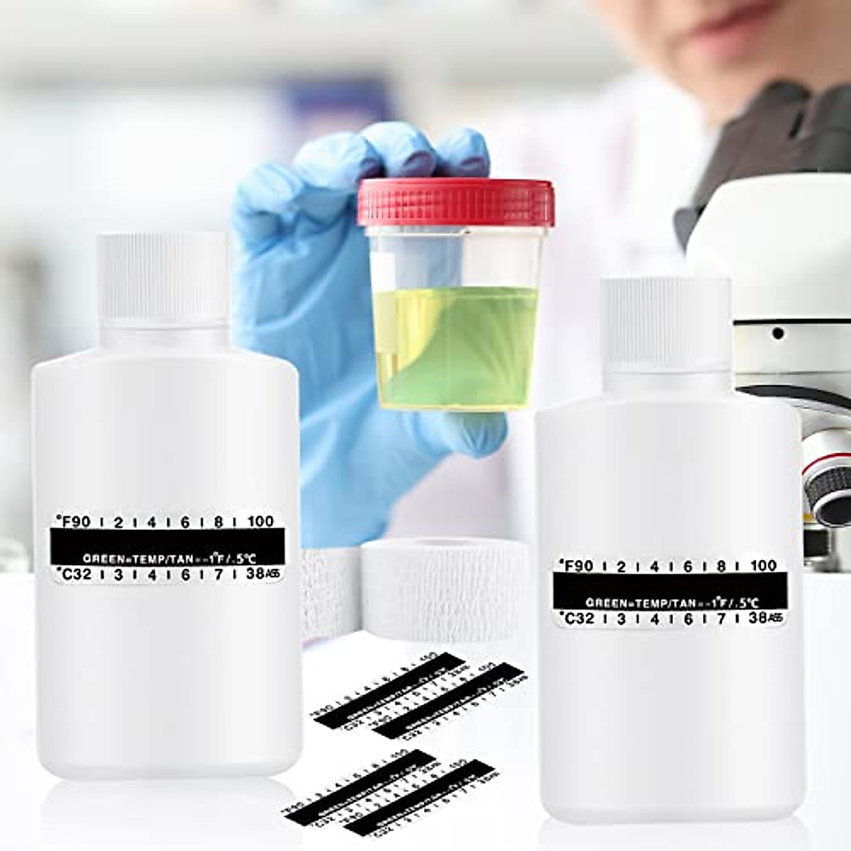WXJ13 Urine Test Complete Kit Include Empty Bottles,Temperature Test Strips for Urine Testing