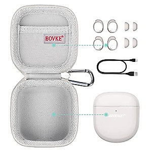 BOVKE Carrying Case for Bose QuietComfort Earbuds II/Bose QC Earbuds 2 / QuietComfort Ultra Earbuds Wireless Noise Cancelling in-Ear Headphones, Mesh Pocket for Cables Eartips, Soapstone (Case Only)