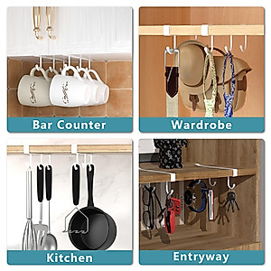 ECROCY Mug Holder Under Cabinet - 3pcs Mug Organizer for Kitchen, Fit for 1 Inch Thickness Shelf or Less - Only Suitable for Flat Buttom Cabinet Without Any Lip