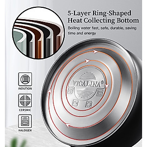 VICALINA Tea Kettle & Tea Pot, Stainless Steel Tea Kettle for Stove top, 2.64 Quart Whistling Loud Tea Kettles (Polished Gradient Green Blue)