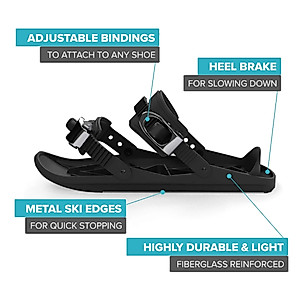 Snowfeet - Mini Short Ski Skates for Snow | Skis for Winter Shoes | Short Snowskates Snowblades Skiboards | The Real Original (RED)
