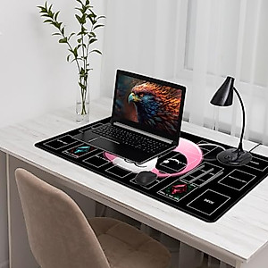 Playmat for OCG, Game Play Mat for TCG CCG 24 x 14 inch with Non-Slip Rubber Base and Stitched for Board Games and Table Magic, Pink Panda