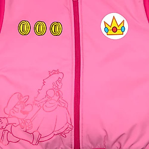 Nintendo Super Mario Bomber Jacket for Girls, Mario and Luigi Bomber Jacket (Peach Pink, Size 4/5)