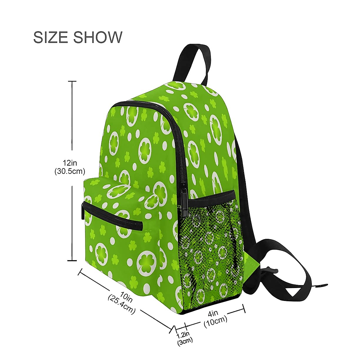 Lucky Clover St Patrick's Day Kids Backpack Boys Girls Toddler Bookbag for Elementary School Kindergarten Preschool Children Travel With Chest Strap