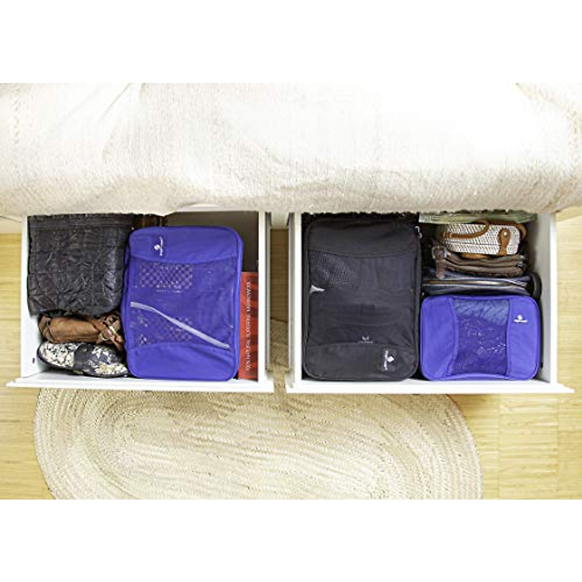 Eagle Creek Pack-It Original Medium Packing Cubes for Suitcases - Durable Travel Organizer Bags for Luggage with Rugged Dual Zippers and Top Grab Handle, Black