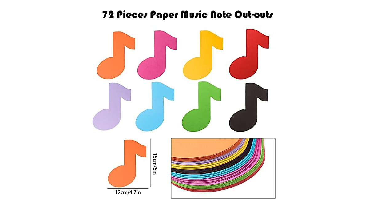 72 Pcs Colorful Music Note Cutouts for Parties & Decor