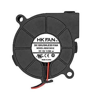 50mm x 15mm 5015 12V DC Brushless Cooling Blower Fan, Dual Ball Bearing, 2 Pin Terninal
