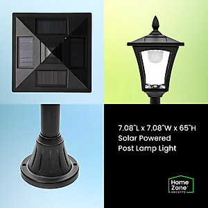 Home Zone Solar Lamp Post Light - 65" Tall Decorative Outdoor Solar Garden Lamp Post Lights (1 Set)