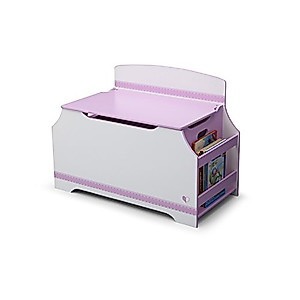 Delta Children Jack & Jill Deluxe Toy Box with Book Rack, Pink/White