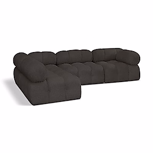 Meridian Furniture 611Brown-Sec4A Ames Collection Modern | Contemporary Modular Sectional with Rich Brown Boucle Fabric, Modular to Create Infinite Configurations, 102" W x 68" D x 28" H, Brown