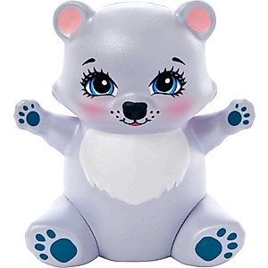 Enchantimals Family Set with Pristina Polar Bear Small Doll & 3 Animal Sibling Figures, Snowy Valley Toy Collection