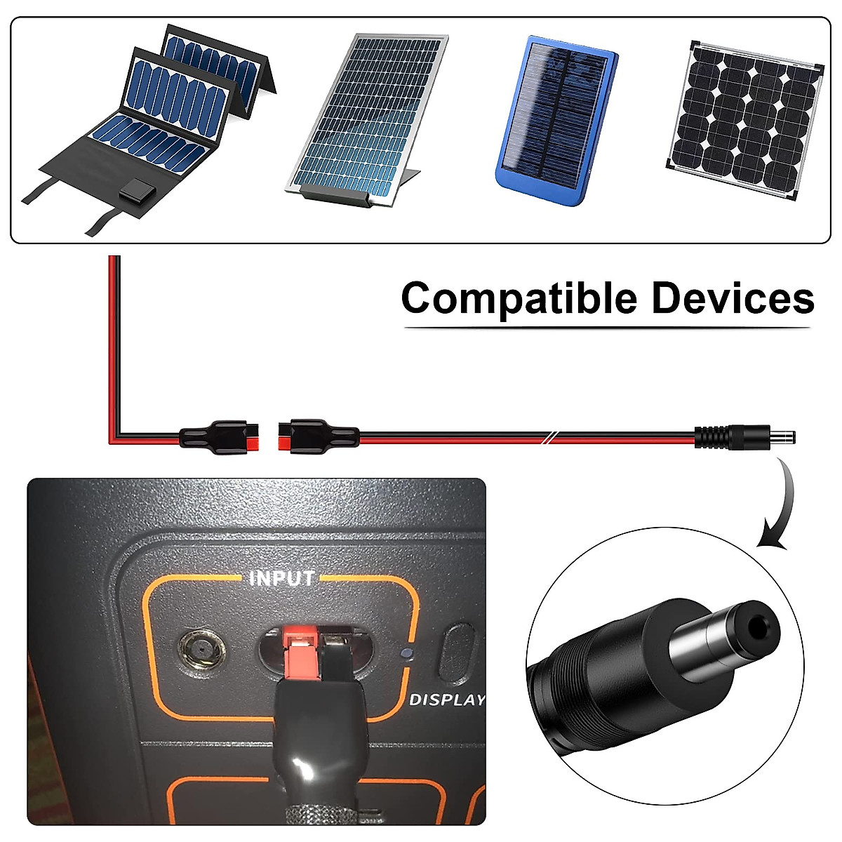 iGreely 5.5mm x 2.1mm DC Male Power Plug Cable for Portable Generator 14 AWG Wire 3.3ft/1m (Male)