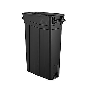 Suncast Commercial TCNH2030BK Narrow Trash Can With Handles, 30.00" Height x 11.08" Width, 23 gal Capacity, Black