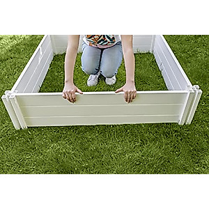Vita Classic 4'X4'x11 Vinyl Raised, White VT17108 x 4ft Modular Garden Bed, 11" H