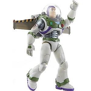 Mattel Disney Pixar Lightyear Toys, Talking Buzz Lightyear Action Figure with Liftoff Vapor Trail, 20 Sounds, Jetpack with Expanding Wings