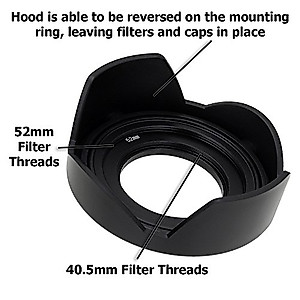 Fotodiox Reversible Lens Hood Kit for Sony E PZ 16-50mm F3.5-5.6 OSS E-Mount Power Zoom Lens, Reversible Tulip Flower Hood w/Cap f/Sony Kit Lenses